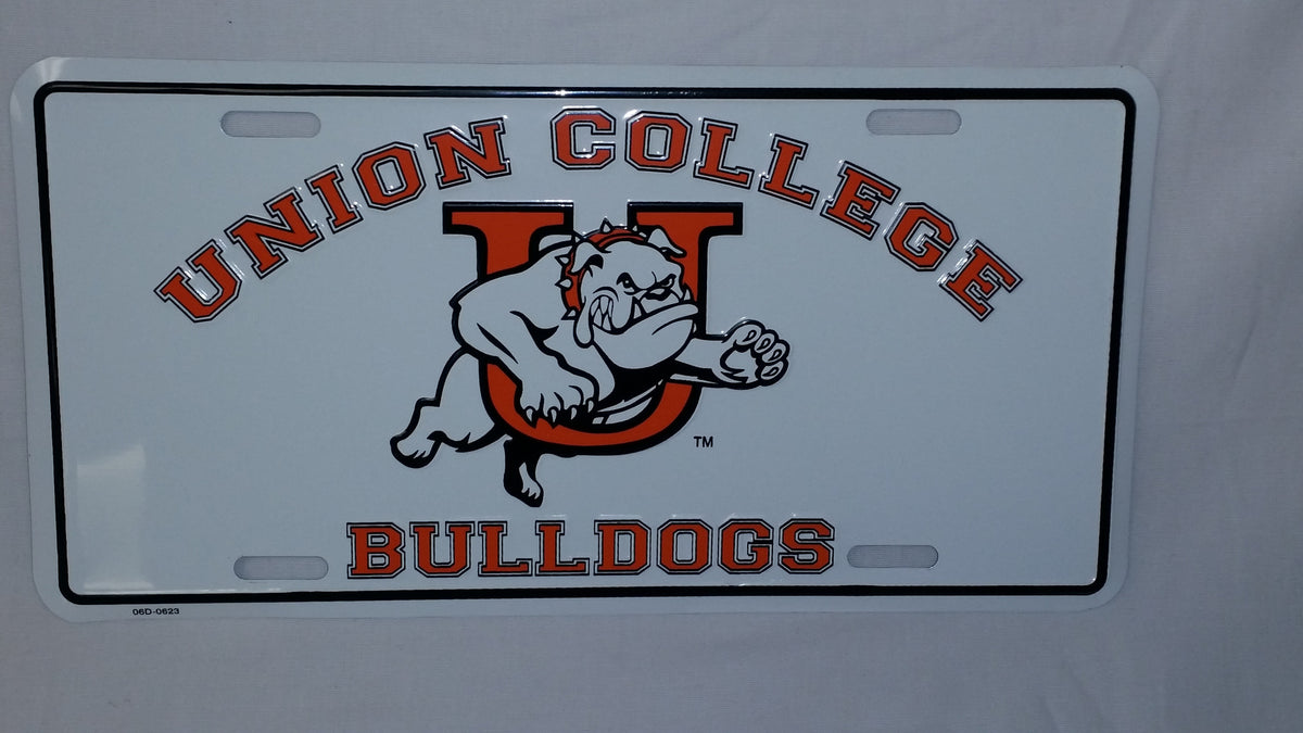 White Union Bulldog License Plate – Union Commonwealth University